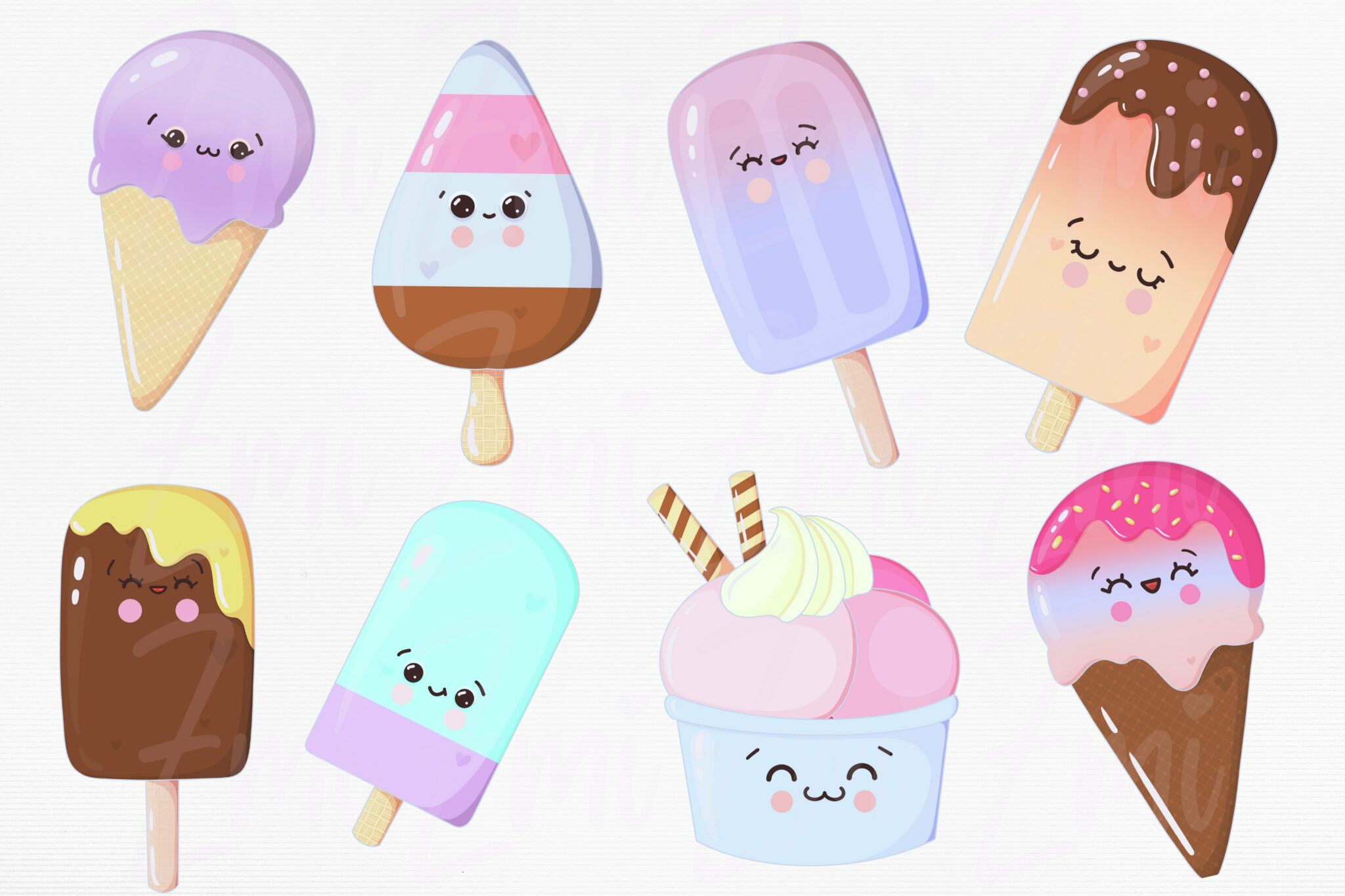 Kawaii Ice Cream PNG Bundle | Cute Popsicle Clipart – MasterBundles