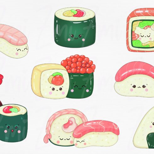 Sushi PNG Bundle | Kawaii Sushi Food Clipart – MasterBundles