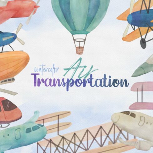 Watercolor Airplane Clipart | MasterBundles