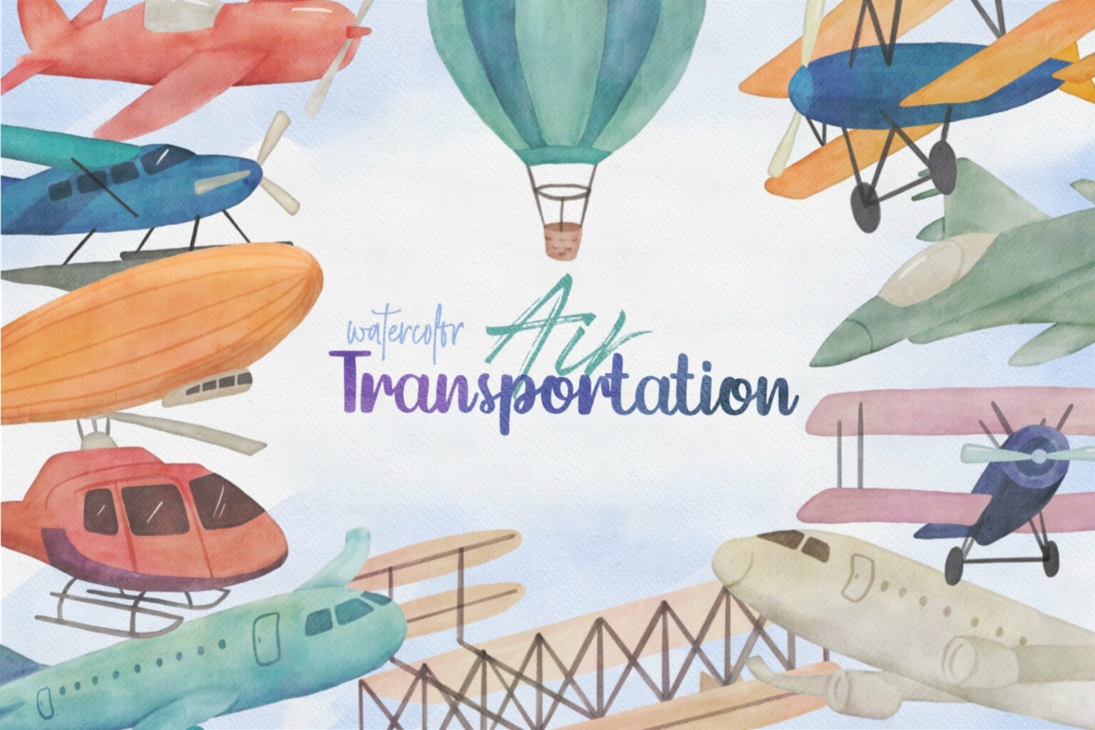 Watercolor Airplane Clipart – MasterBundles