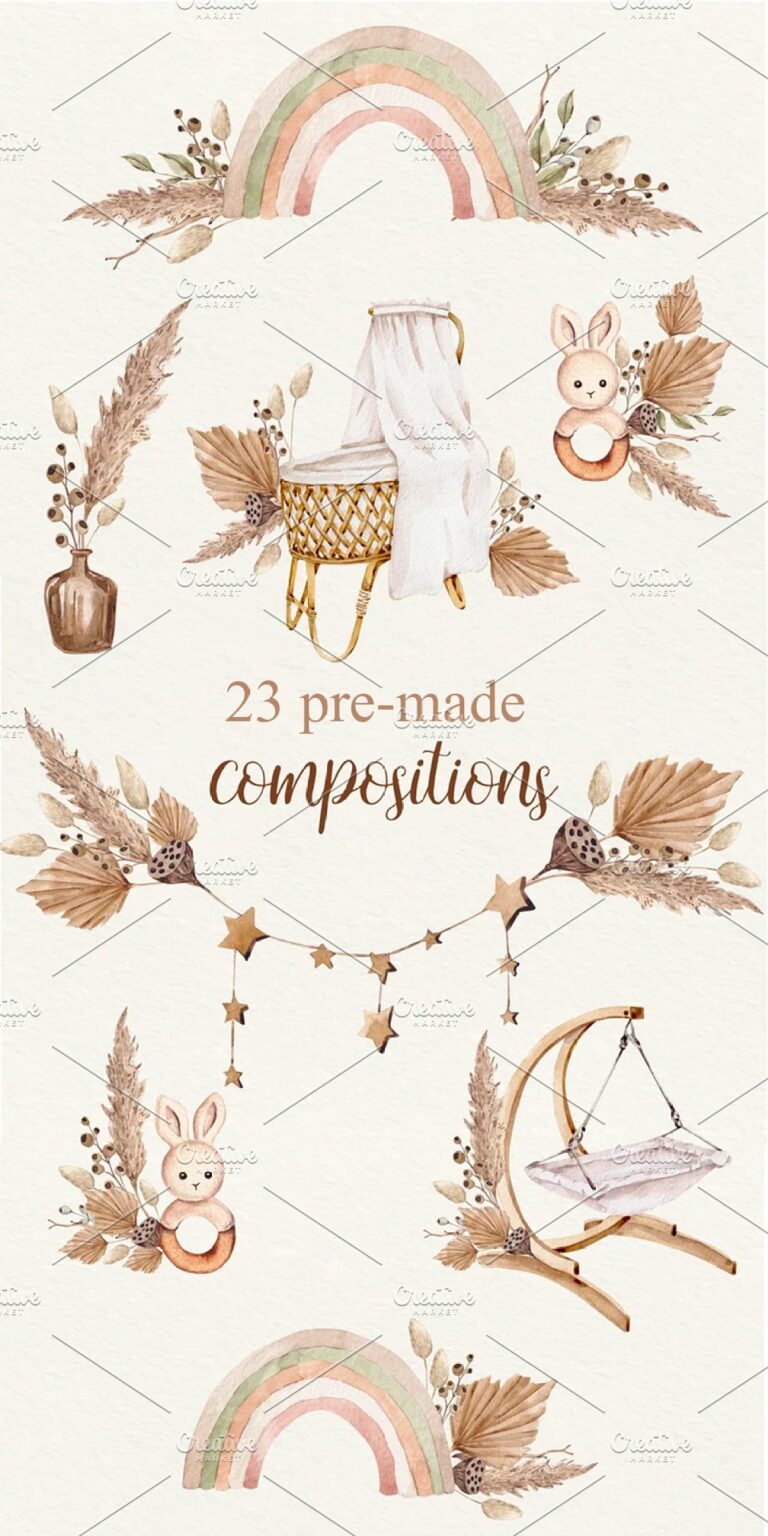 Newborn Watercolor Clipart – MasterBundles