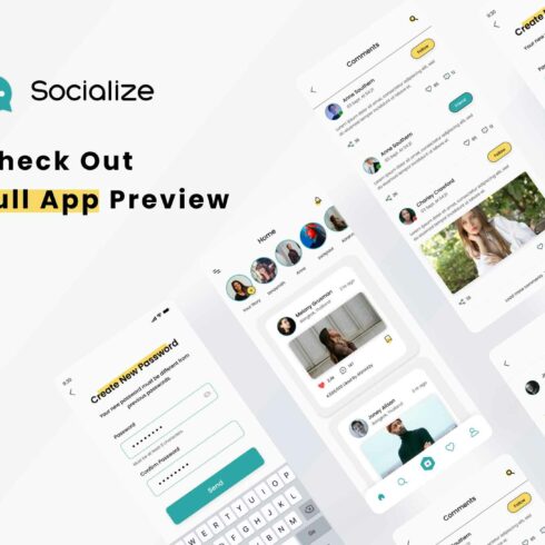Socialize Social Media Mobile App Ui Kit - MasterBundles