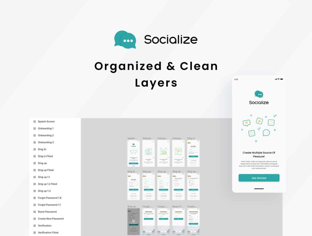 Socialize Social Media Mobile App Ui Kit - MasterBundles