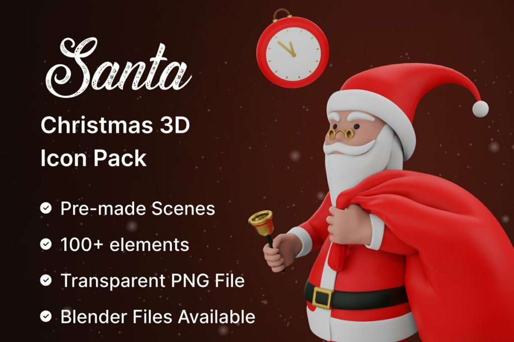 Santa – Christmas 3D Models – MasterBundles