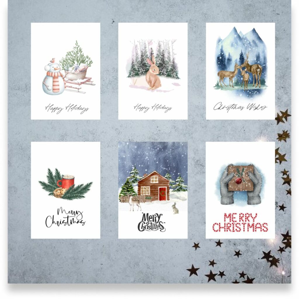 12 Printable Merry Xmas Cards Design - MasterBundles