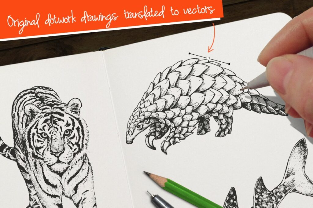 Dotwork Endangered Animals – MasterBundles