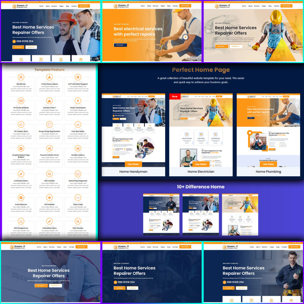 DreamIT Handyman Electrician & Plumbing Repair WordPress Theme ...