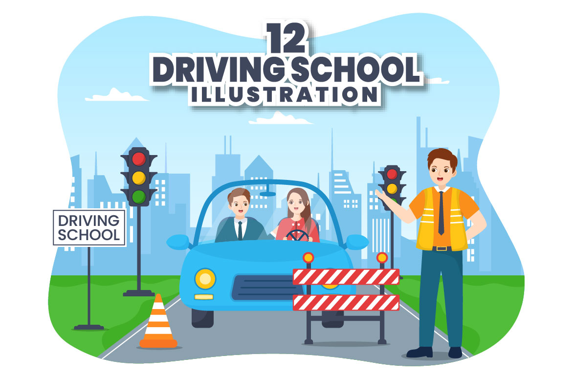 12 Driving School Illustration - MasterBundles