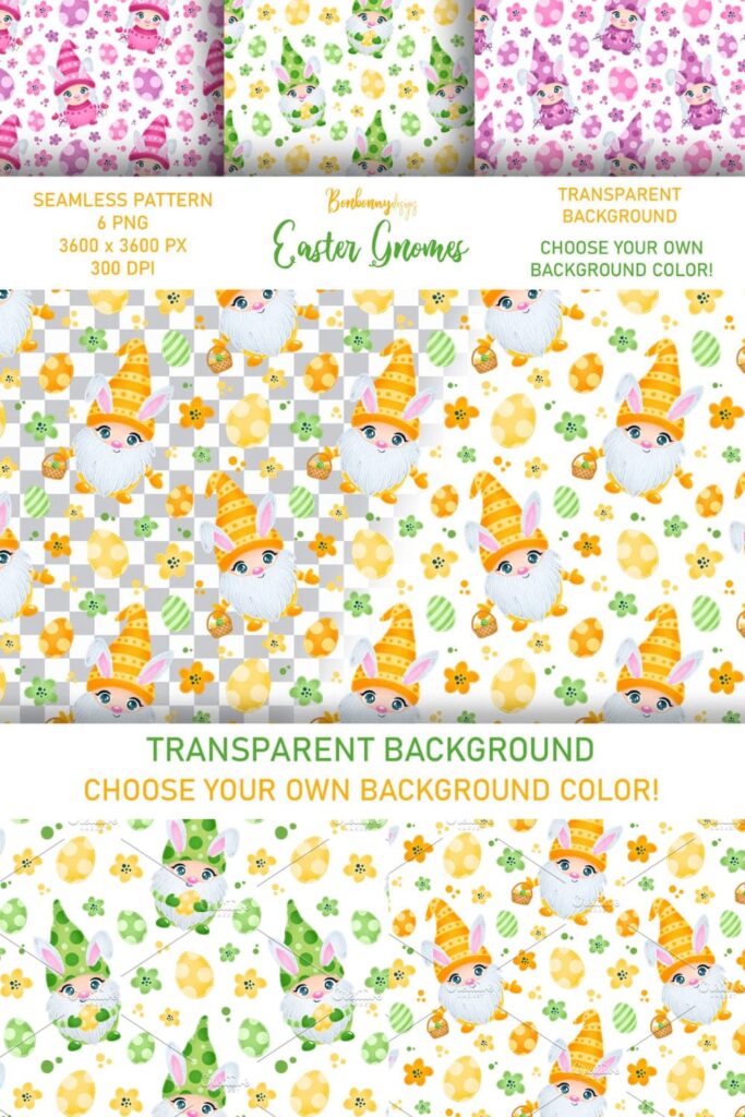 Easter Bunny Gnomes Seamless Pattern – MasterBundles
