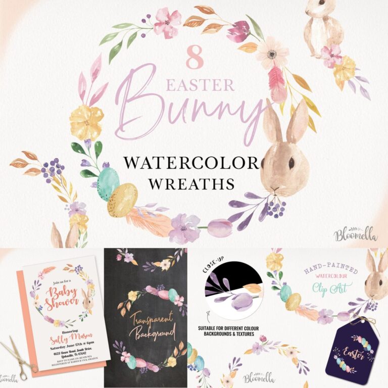 Easter Bunny Pastel Eggs Clipart Kit – MasterBundles