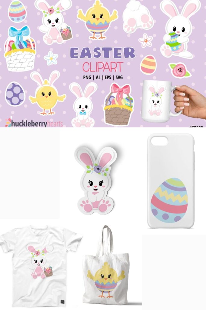 Easter Clipart White Bunnies – MasterBundles
