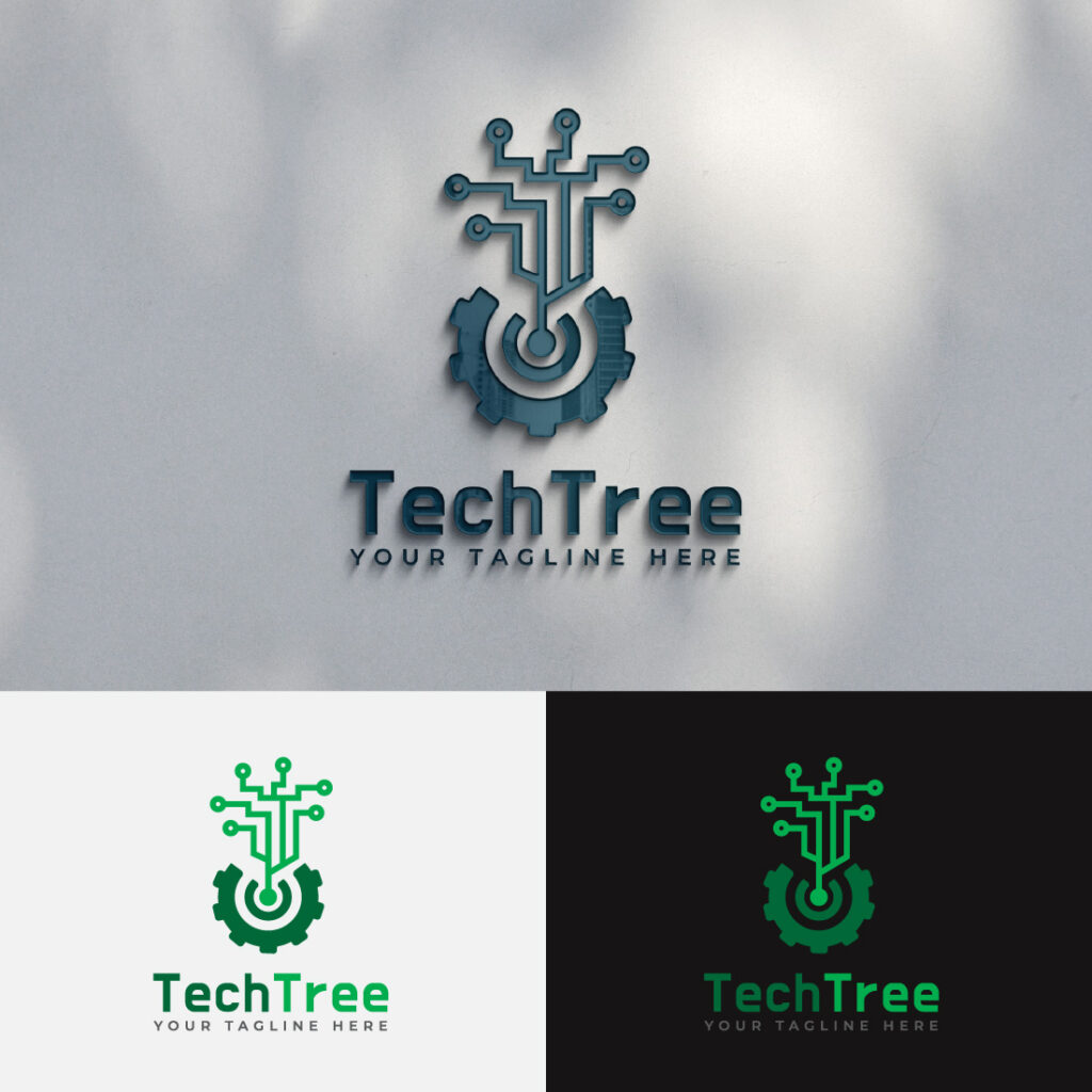 Engineering Tech Tree Gear Logo Design Template - MasterBundles