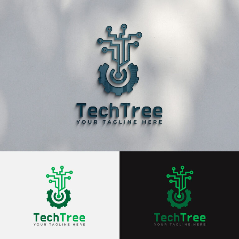 Engineering Tech Tree Gear Logo Design Template - MasterBundles