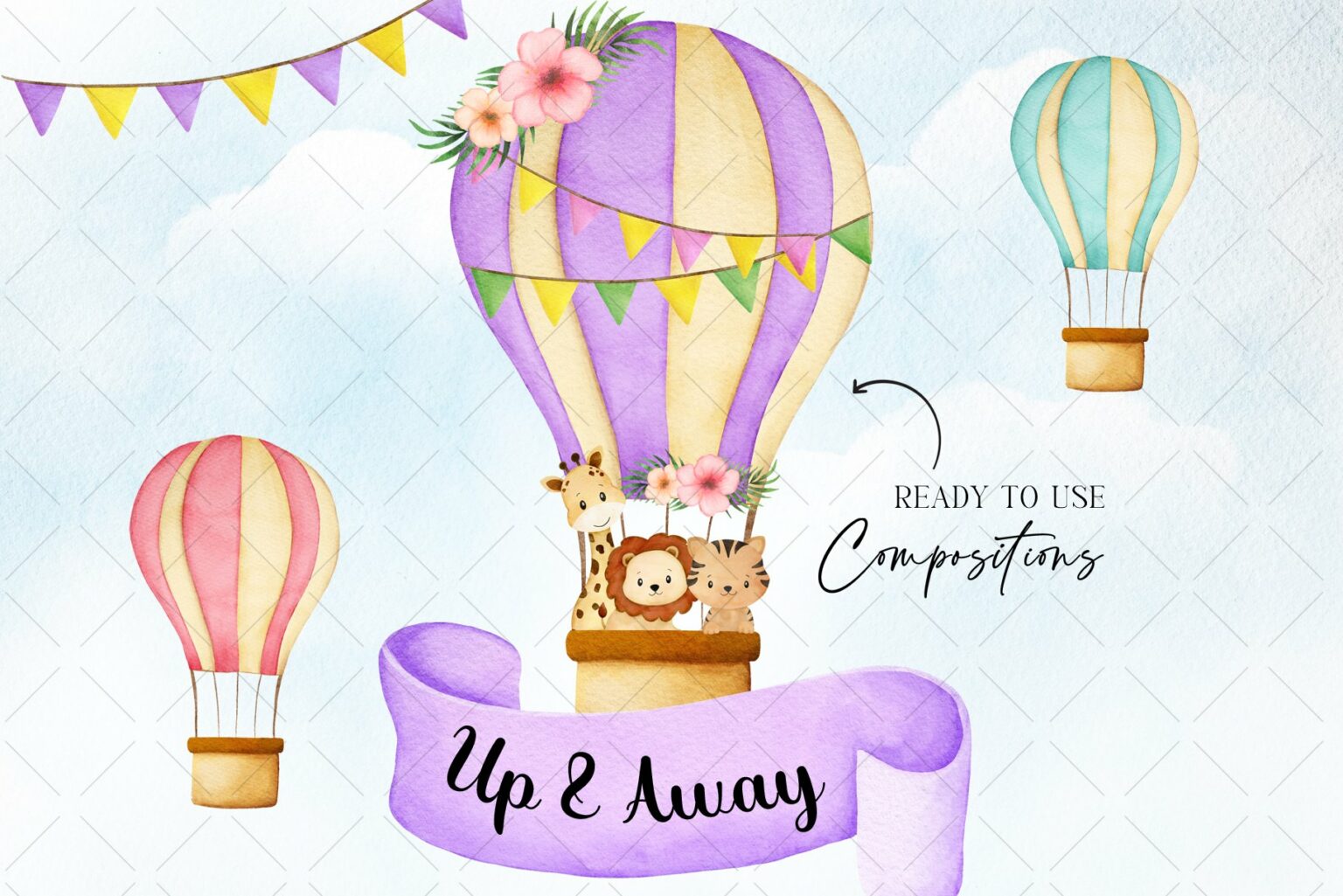 Hot Air Balloon Watercolor Clipart – MasterBundles