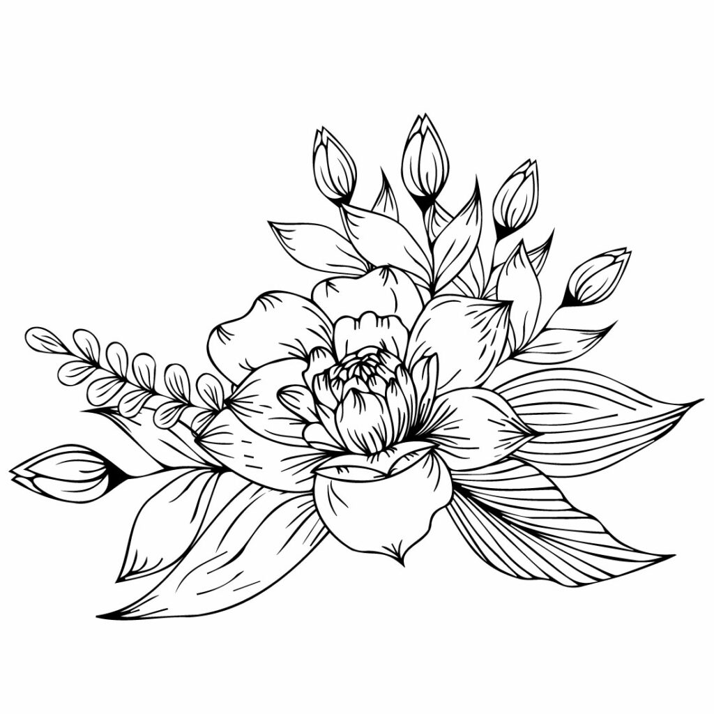 Stylized Flower Compositions and Floral Elements - MasterBundles