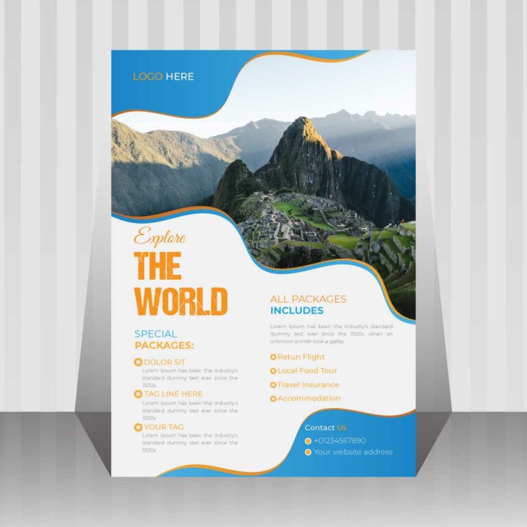 Vector modern professional travel agency flyer design template ...