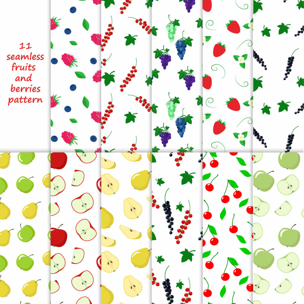 Fruits And Berries Elements Pattern And Composition - MasterBundles