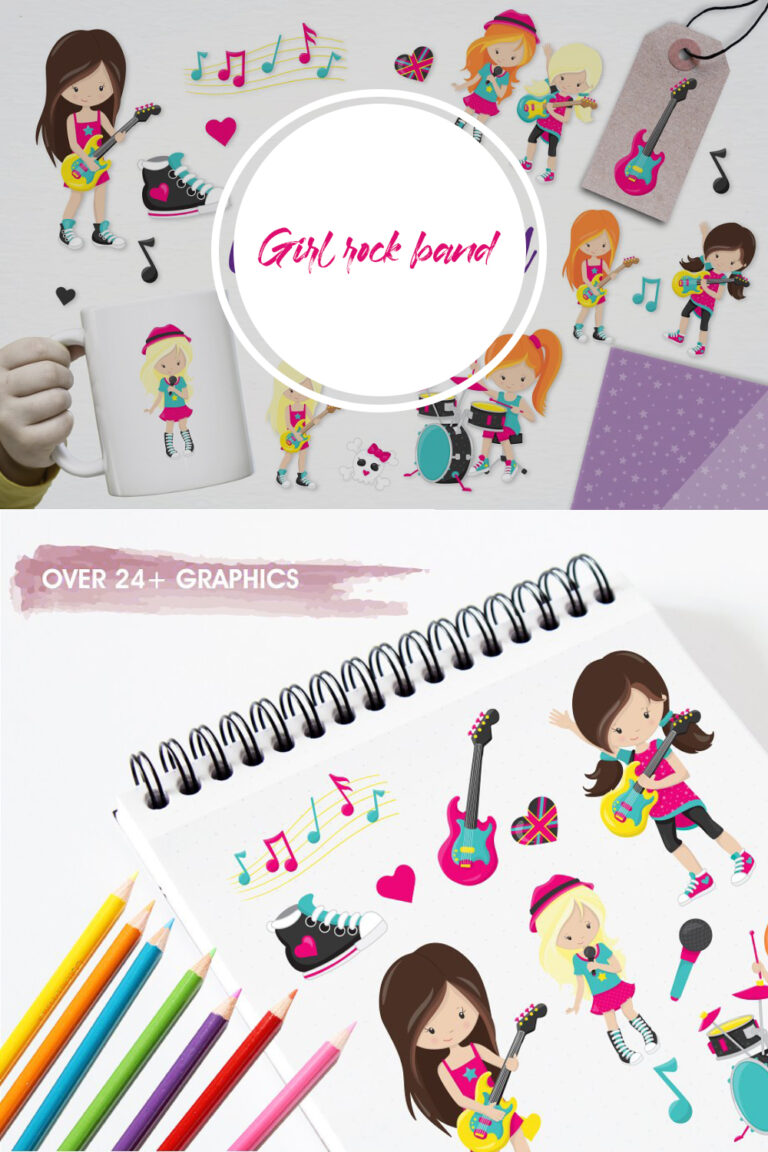 Girl Rock Band Illustration Pack – MasterBundles