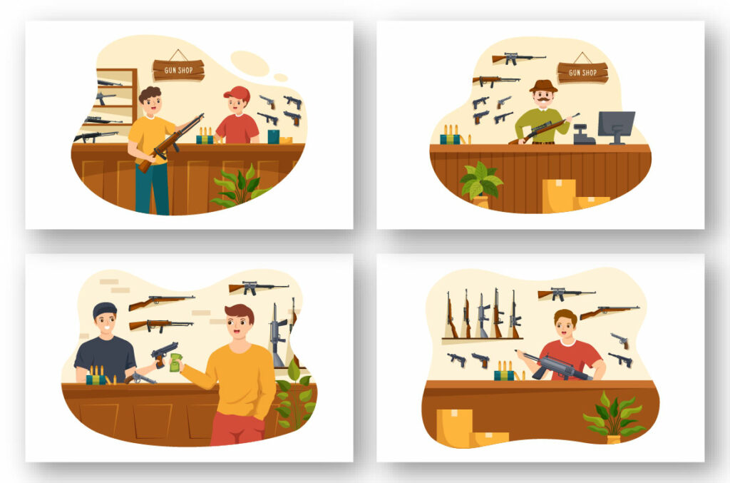 12 Gun Shop or Hunting Illustration - MasterBundles