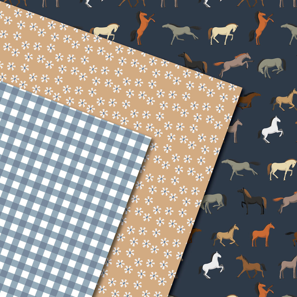 Horse digital paper, animal wrapping paper, horse pattern, digital ...