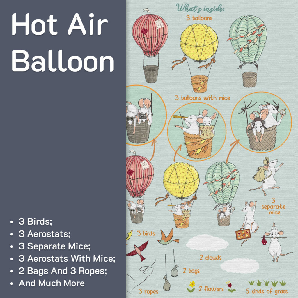 Safari Hot Air Balloon Clipart | Master Bundles