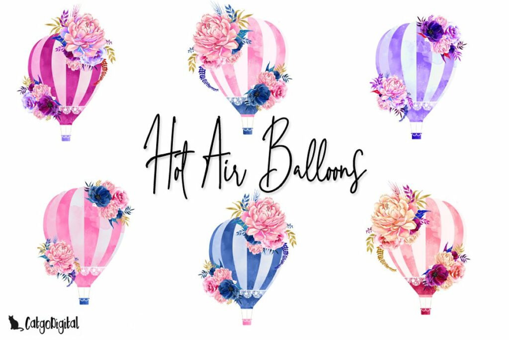 Hot Air Balloon Floral Clipart – MasterBundles