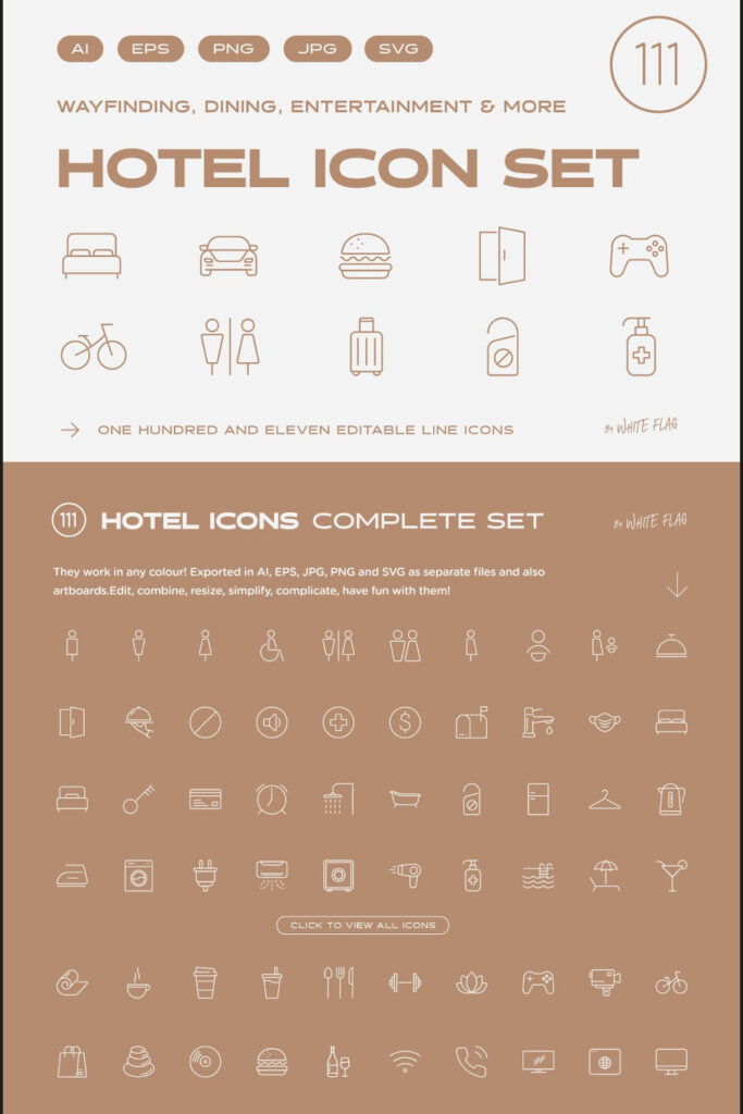 Hotel Icon Set - 111 Line Icons – MasterBundles