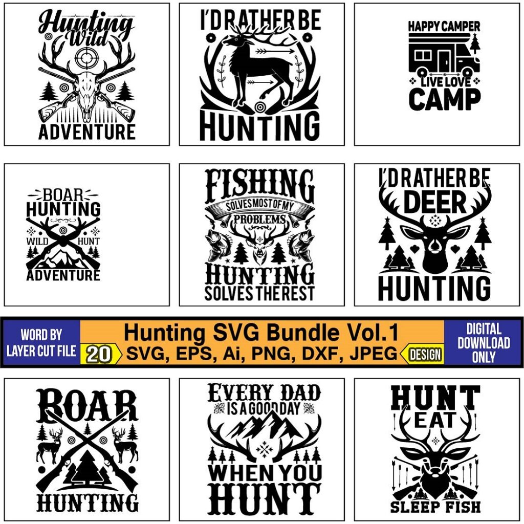 Hunting SVG T-Shirt Design Bundle - MasterBundles