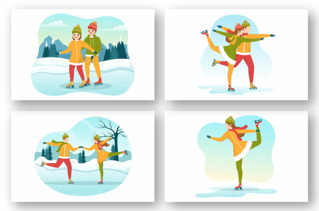 12 Skating on Ice Rink Illustration - MasterBundles