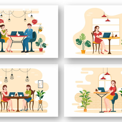 13 Internet Cafe Illustration | MasterBundles