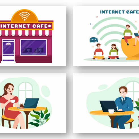 13 Internet Cafe Illustration | MasterBundles