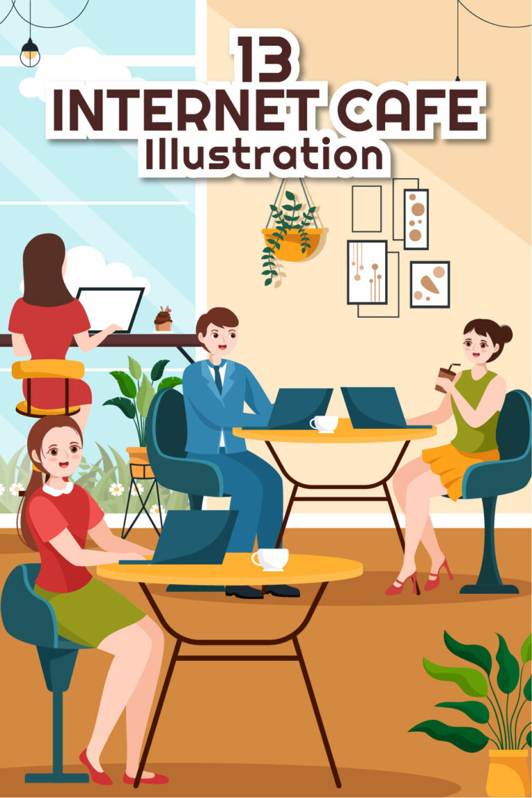 13 Internet Cafe Illustration - MasterBundles