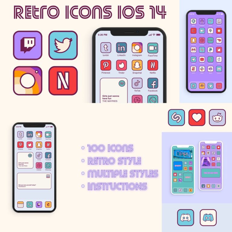 Retro Neon Retro Symbols | MasterBundles