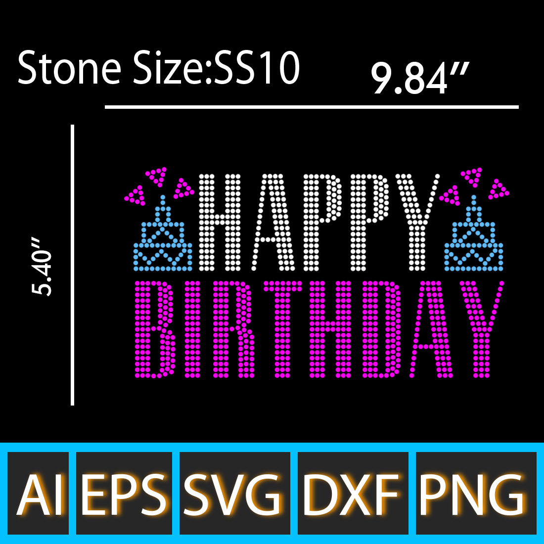 Happy Birthday Rhinestone Templates - MasterBundles