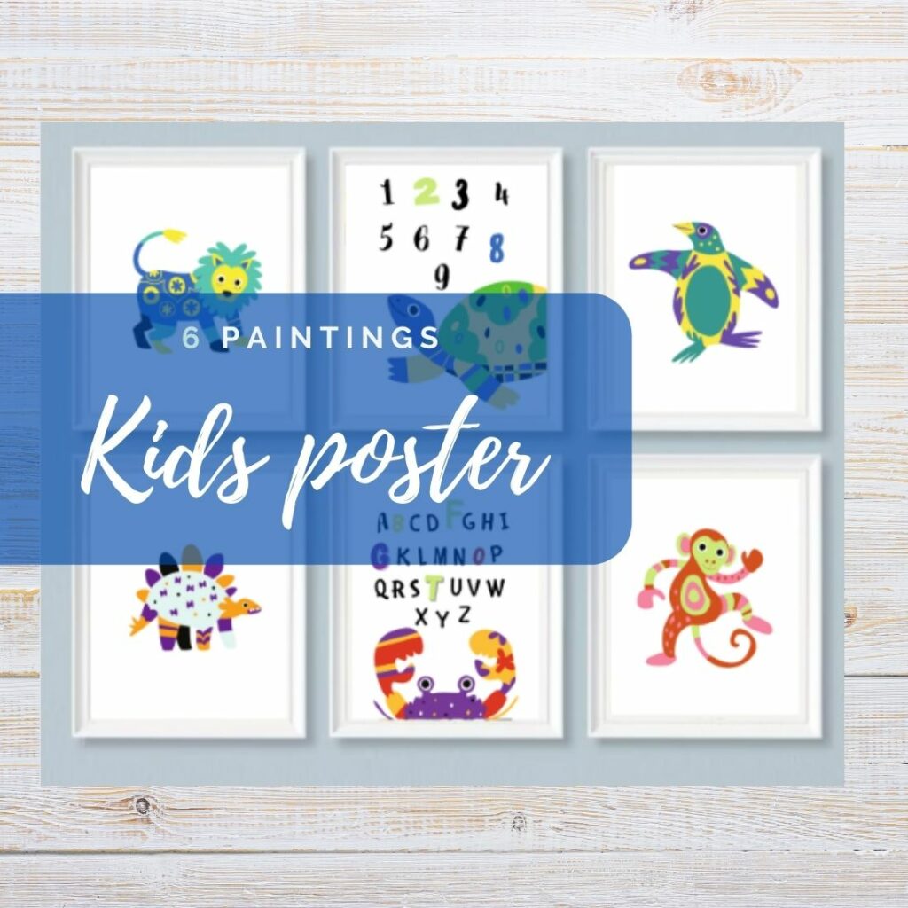 6 paintings Kids poster - MasterBundles