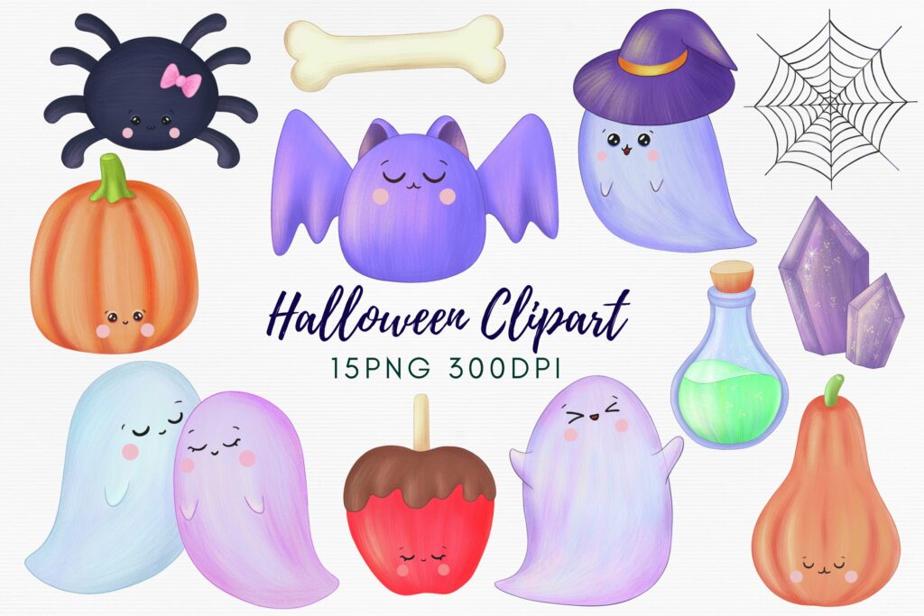 Halloween PNG Bundle | Kawaii Halloween Clipart – MasterBundles