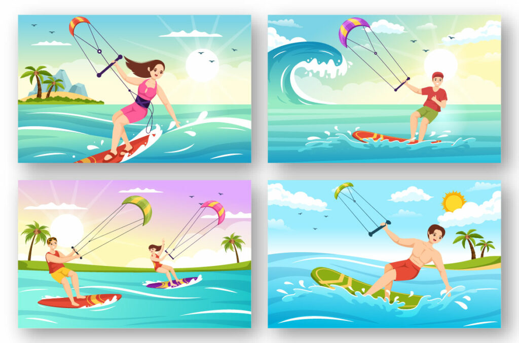 12 Kitesurfing Illustration Design - MasterBundles