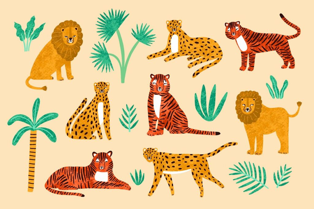 Wild Cats Vector Illustration – MasterBundles