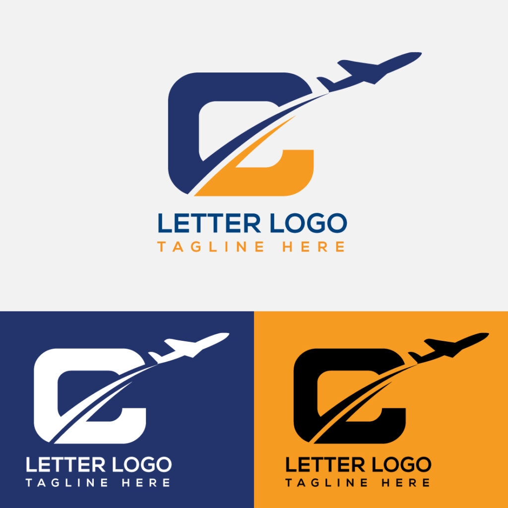 Initial Letter C with Airplane Logo Design - MasterBundles
