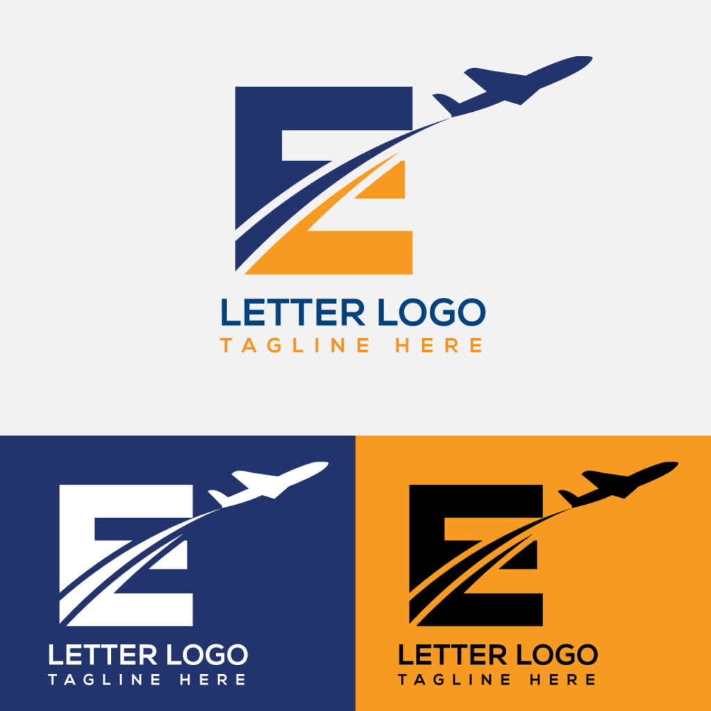 Letter E Airline Logo Design - MasterBundles