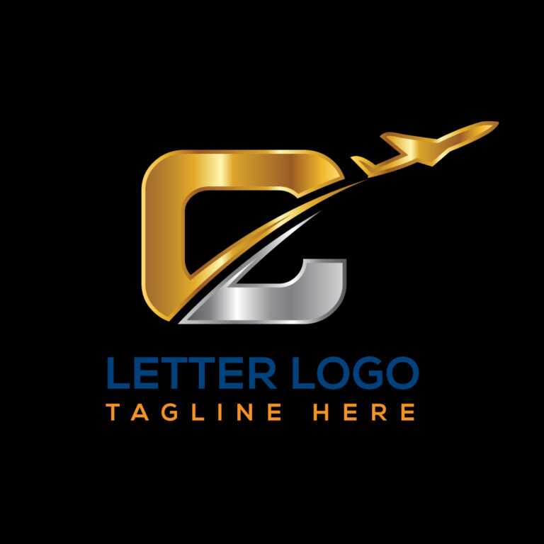 Initial Letter C with Airplane Logo Design - MasterBundles