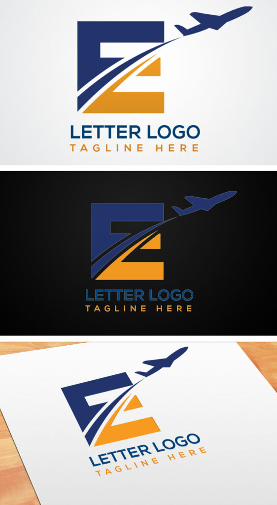 Letter E Airline Logo Design - MasterBundles