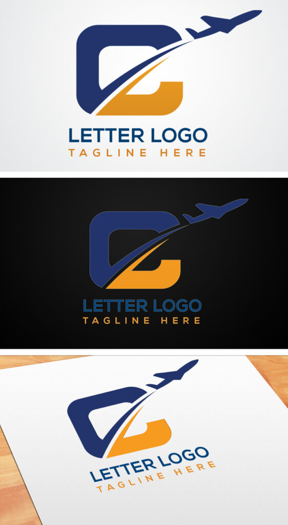 Initial Letter C with Airplane Logo Design - MasterBundles