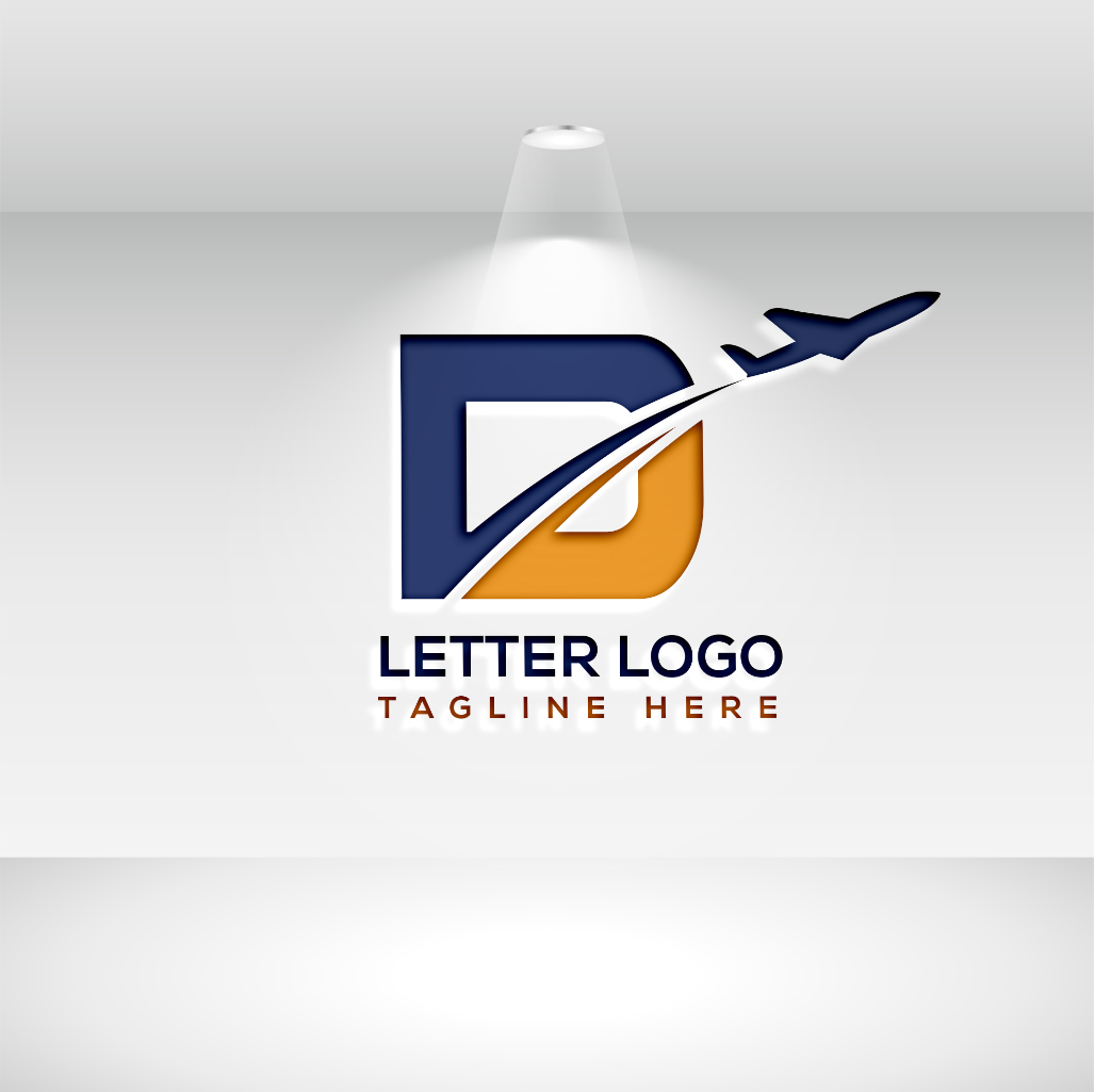 Initial Letter D with Airplane Logo Design - MasterBundles