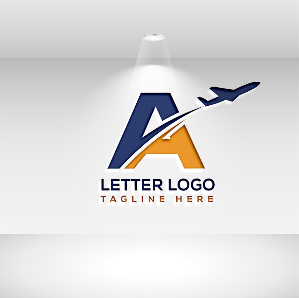 Initial letter A with airplane Logo Design. Airline, airplane, aviation ...