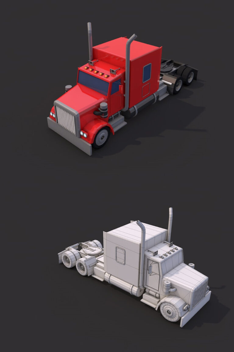 Low Poly American Heavy Truck – MasterBundles