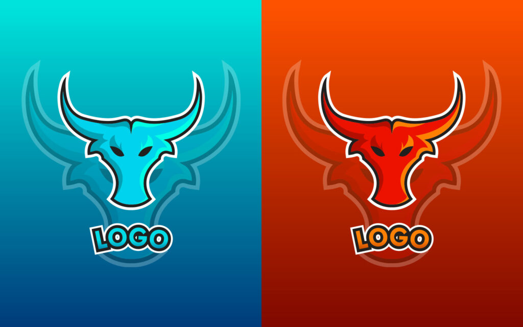 Bull Character Mascot Gaming Logo Set - MasterBundles
