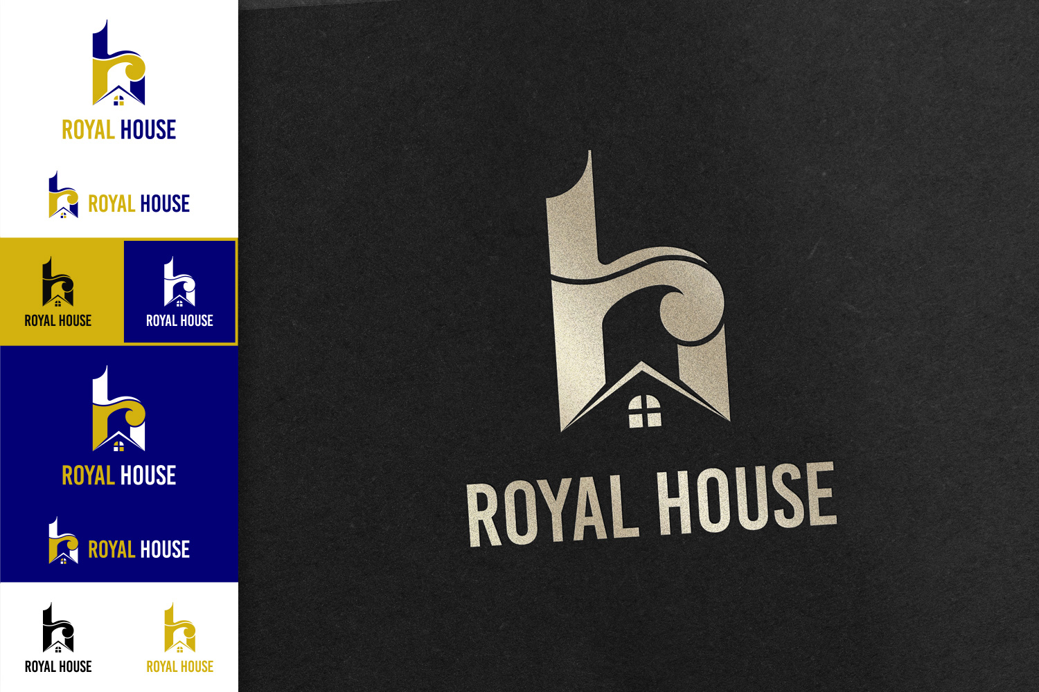 Royal House R H Letter Real Estate Logo - MasterBundles