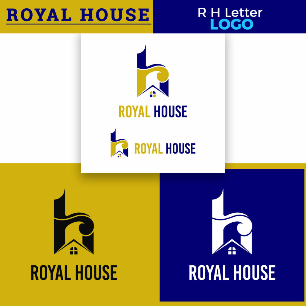 Royal House R H Letter Real Estate Logo - MasterBundles