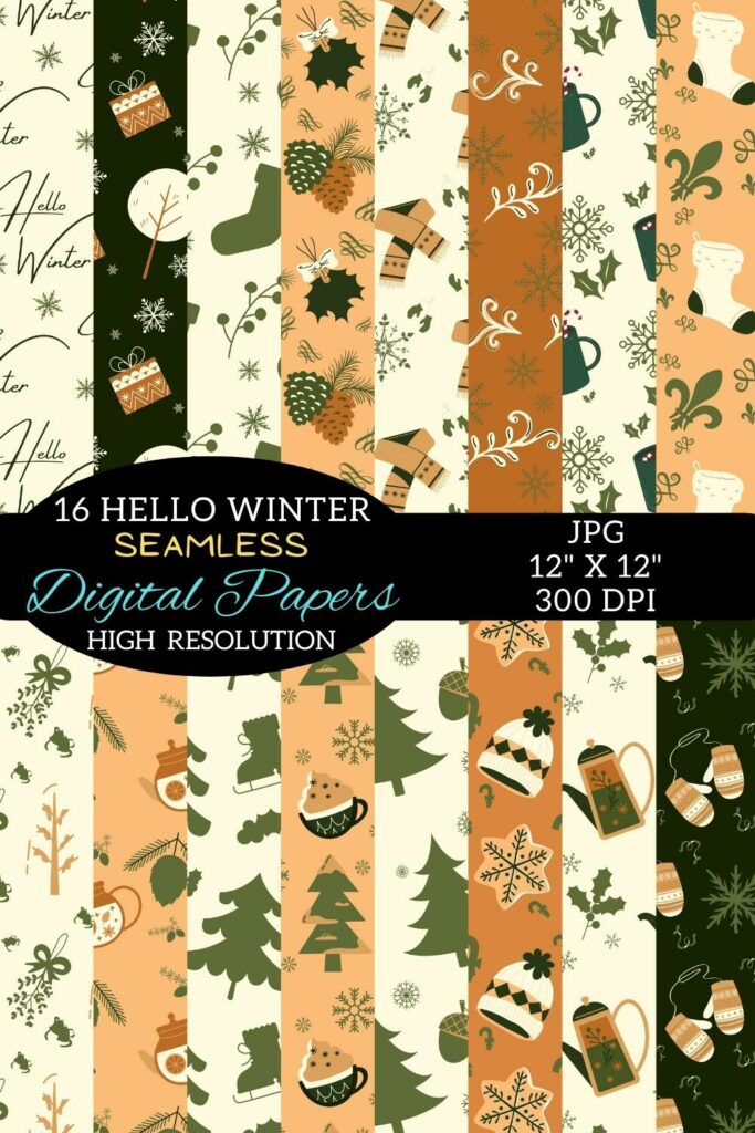 Snow Digital Paper Winter Patterns Design - MasterBundles